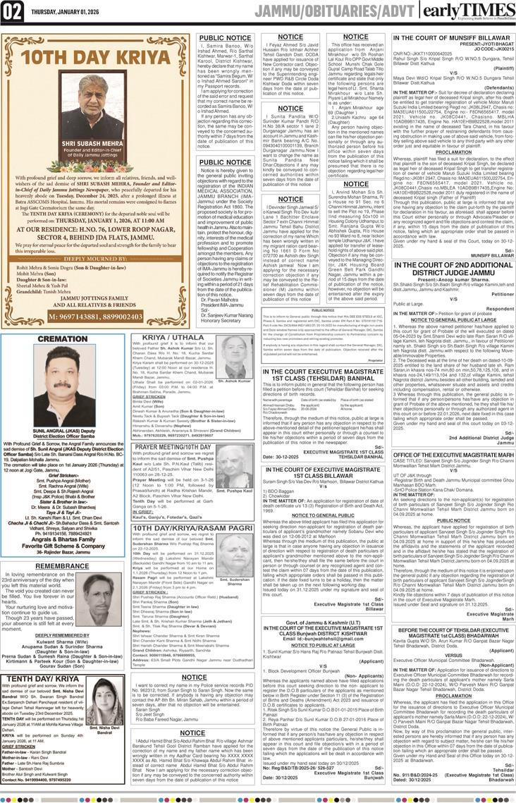 Early Times: Leading Newspaper Jammu Kashmir, Latest News about Jammu ...
